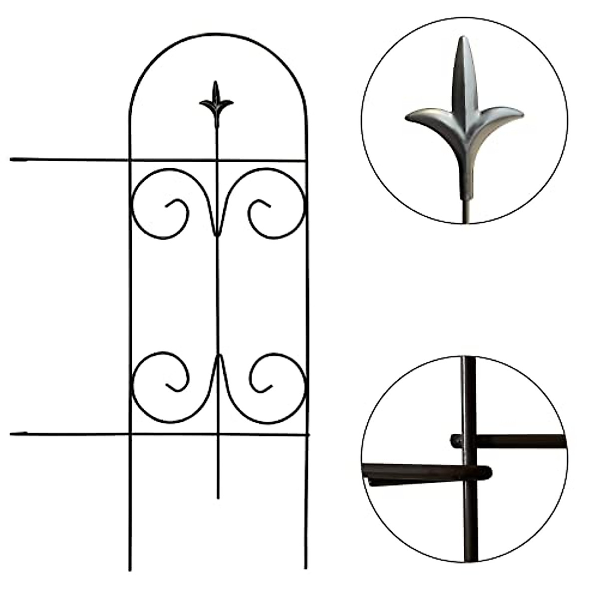 Thealyn Metal Decorative Garden Fence Border 32 in x 20 ft Garden Fencing No Dig Fence Rustproof Wrought Iron Landscape Fencing for Flower Bed, Yard, Animal Barrier