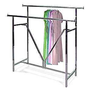 Only Hangers Adjustable Height - Heavy Duty - Double Bar Rectangular Rack with V-Brace - Maximum Extended Height to 81"