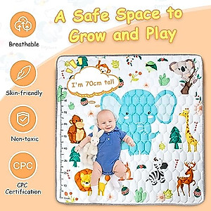 Funsland Baby Play Mat for Floor - 50x50 Kids Foldable Playmat for Babies and Toddlers