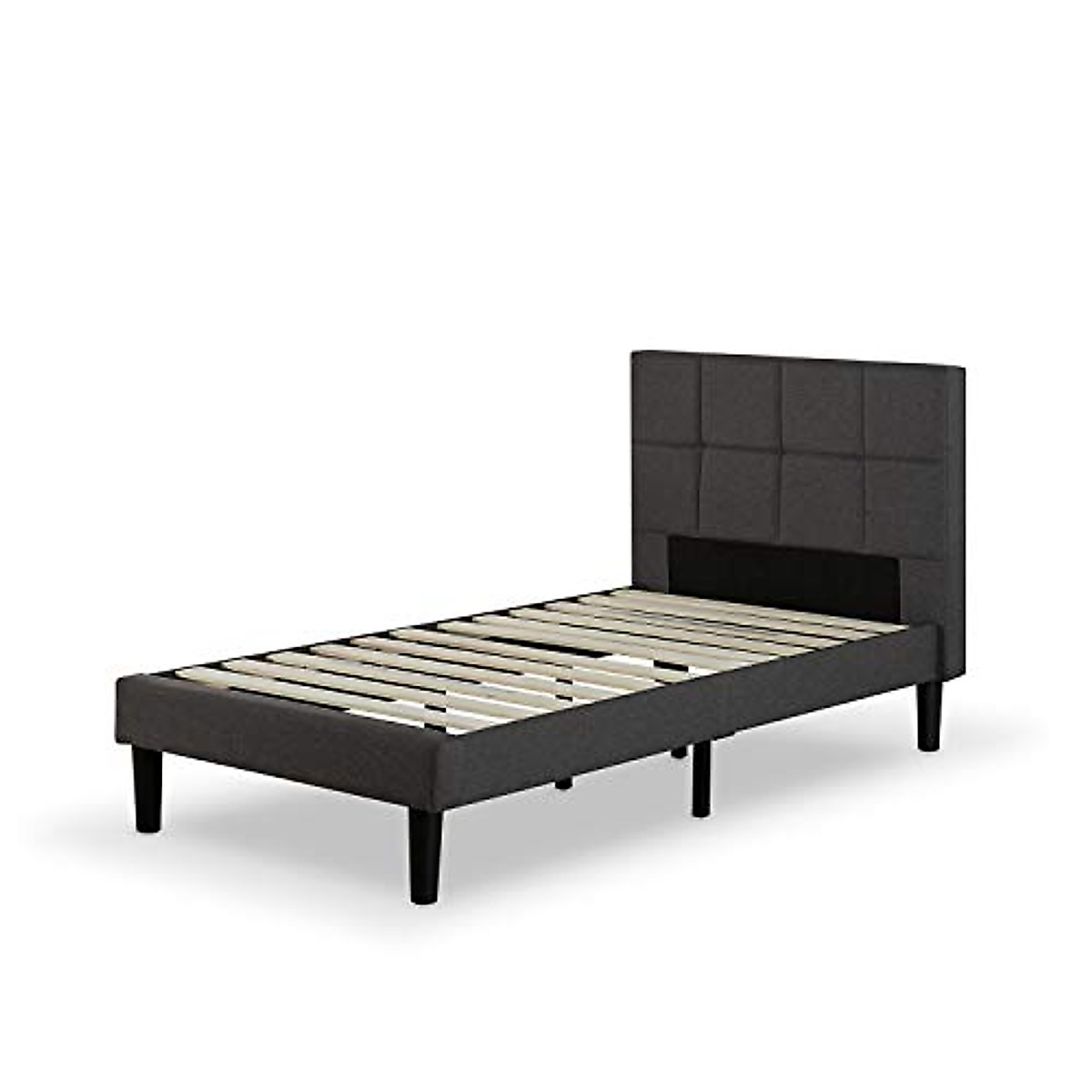 ZINUS Lottie Upholstered Platform Bed Frame / Mattress Foundation / Wood Slat Support / No Box Spring Needed / Easy Assembly, Grey, Twin