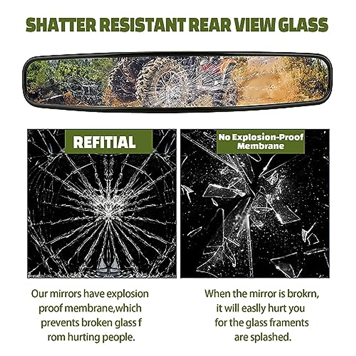 REFITIAL UTV Mirrors Compatible with Honda Talon Pioneer Can am Commander Maverick 1000R 1000X Turbo Polaris RZR XP Cfmoto Zforce Mirrors 17" UTV Rear View Mirror with 1.75" or 2" Clamps