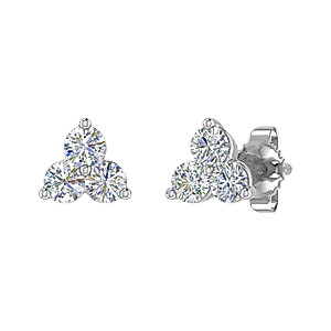 3-Stone Diamond Stud Earrings in 14K White Gold (0.31 Carat)
