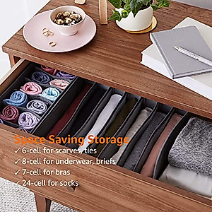 Amazon Basics Dresser Drawer Storage Organizer for Undergarments, Set of 4 - Gray