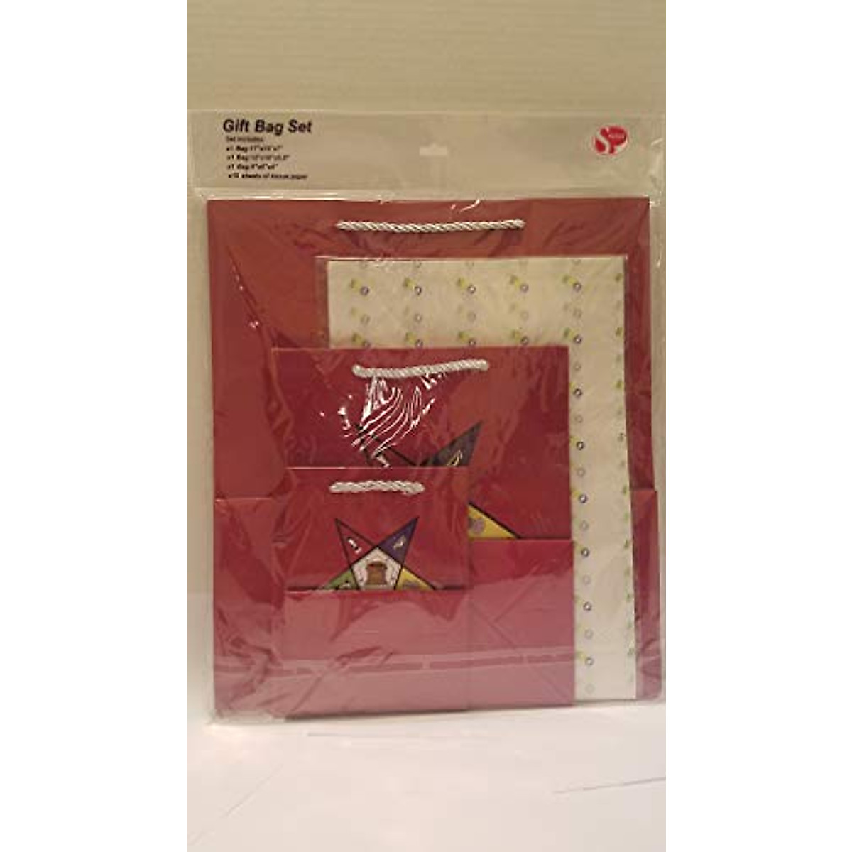 Blanket Dude Eastern Star OES Gift Wrapping COMBO SET 3 Bags and Tissue Paper 17", 12" 8" Bag