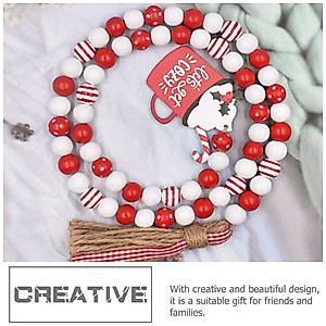 BESPORTBLE Christmas Wooden Bead Garland with Tassels: Christmas Tiered Tray Decor, Farmhouse Wall Hanging Wooden Beads with Tassels for Christmas Tree Decoration, Fireplace Ornaments