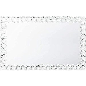 Small Mirrored Crystal Bead Serving Tray (9.4 x 5.75 x 1 Inches)