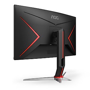 AOC CQ27G2 27" Super Curved Frameless Gaming Monitor QHD 2K, 1500R VA, 1ms, 144Hz, FreeSync, Height adjustable, 3-Yr Zero Dead Pixel, Black/Silver