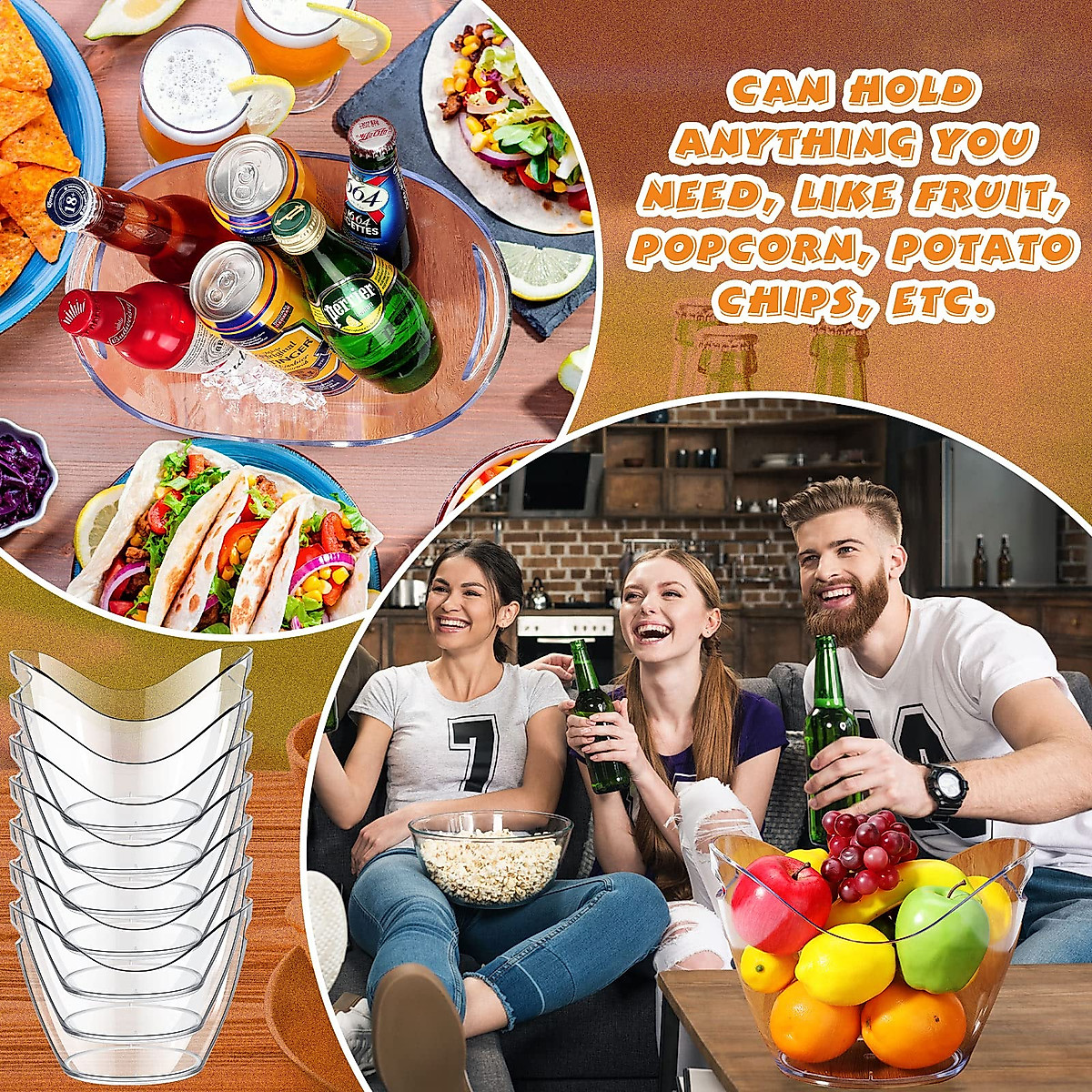 Ice Buckets, Clear Acrylic Ice Bucket for Parties Plastic Champagne Bucket 3.5 Liter Beverage Tub for Cocktail Bar (30 Pack)