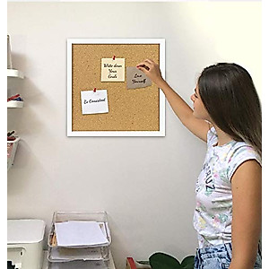 Elegant Boards 4 Pack Cork Bulletin Board 12"X 12" Square Wall Tiles, Modern White Framed Boards for Home and Office (Pushpins, Hardware and Template Included)