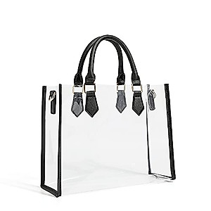 Tiwougel Women Clear Crossbody Purses and Handbags synthetic Leather Top Handle Satchel Shoulder Tote Bags Medium