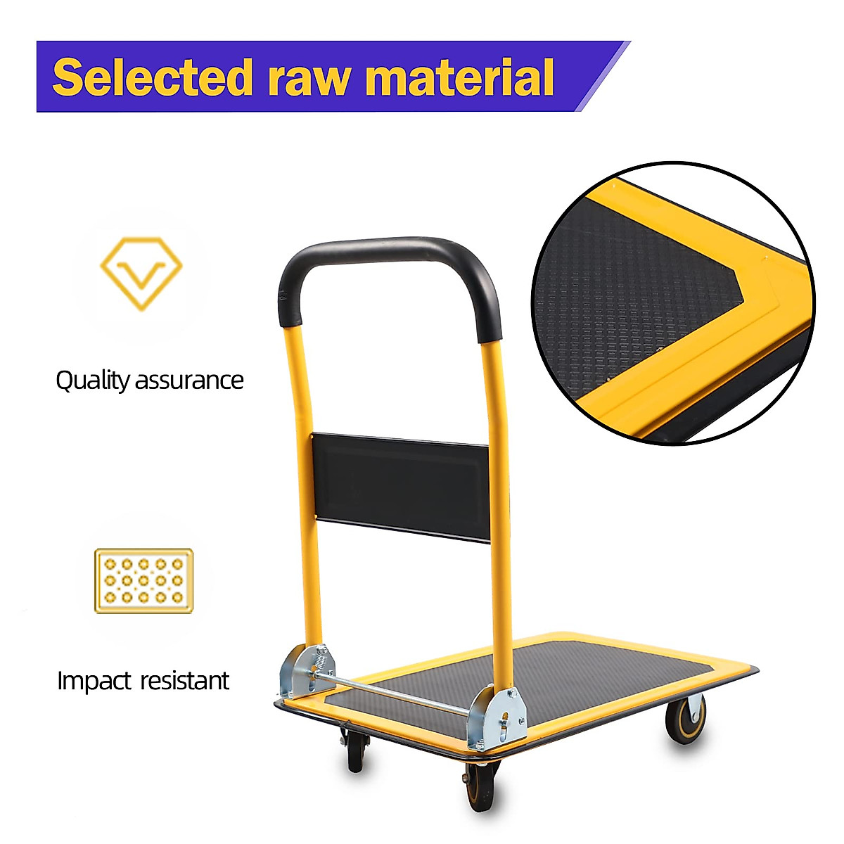 330lb Push Cart Dolly, Foldable Platform Truck with Mute Wheel, Dolly Cart for Warehouse, Loading, Moving and Office