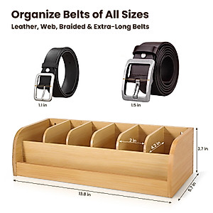 UGZOO Bamboo Belt Organizer Holder - Belt Holder for Closet Wall, Drawer or Tabletop Displays - Belt Storage Rack with Mounting Hardware Makes Great for Men (Bamboo 02)