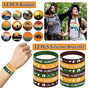 110PCS Hunting Birthday Party Decorations Favors Includes 50 Hunting Stickers,12 Keychain, 12 badge, 12 Wristband, 12Bags, 12 sheet tattoos for for Boys Girls Gifts Deer Baby Shower Birthday Party