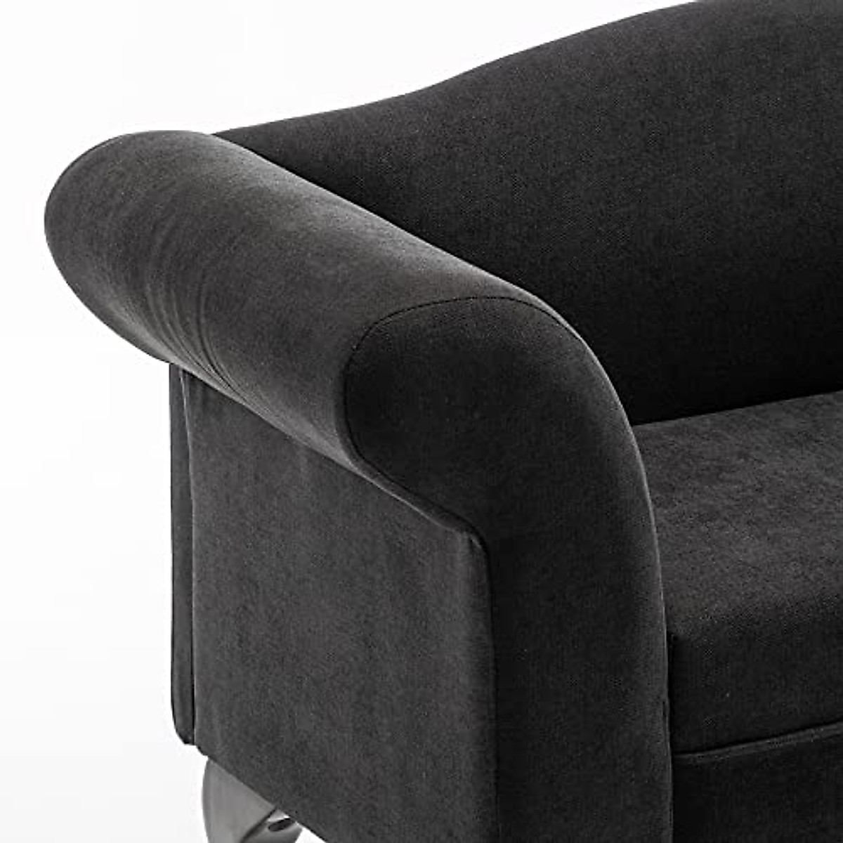 MWrouqfur 53" Mid Century Loveseat Sofa,Upholstered 2 Seater Sofa w/Tufted Back,Wood Legs,Modern Linen Fabric Love Seat Couch Chair for Small Space,Living Room Bedroom Office Apartment (Black)