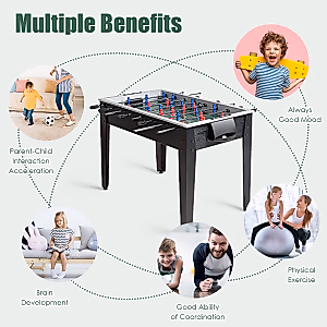 Goplus 48'' Foosball Table, Wooden Soccer Games Table w/ 2 Footballs, Score Keepers, Indoor Home, Game Room, Arcade Competition Sized Football Table for Adult Kids Youth (Black)