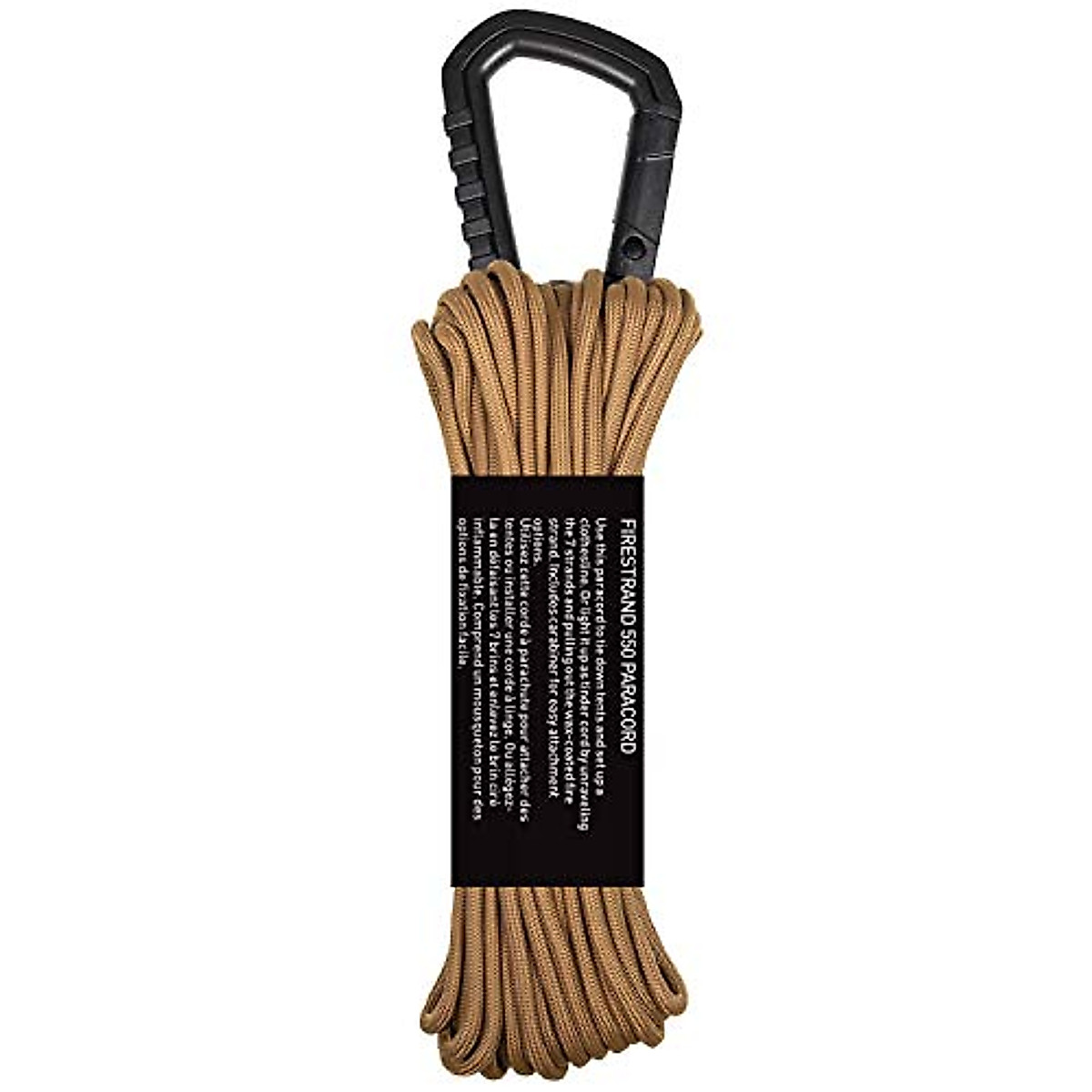 GEAR AID Fire Strand 550 Paracord, 7 Strand Tinder Cord for Camping and Survival, Coyote, 50 ft