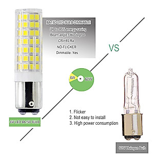 G MGY OLED BA15D LED Bulb, Dimmable BA15D LED Light Bulb, 60W Halogen Bulb Equivalent, 6W, AC120V, Double Contact Bayonet Base (White6000K, 4) …