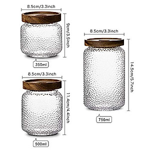 Anti-slip Storage Jar, 3 Pack , with Airtight Wood Lid Glass Kitchen Canisters 12oz, 17oz, 25oz