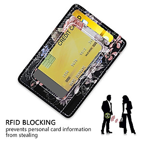 Linomo Thin leather Card Holder and Money Clip Floral Sugar Skull Face Print Wallet RFID Blocking for Men & Women