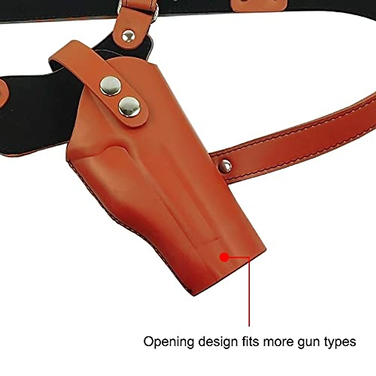 Leather Shoulder Holster, Adjustable Chest Holster Gun Harness Holster with 7 Bullet Holes for Men Women (Black)