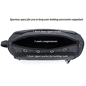 Pacmaxi Yarn Storage Knitting Organizer Lightweight Yarn Storage Bag with Holes Portable Knitting Organizer for Cotton Yarns, Crochet Hooks, Knitting Needles(Up to 10 Inch) (Dark Gray)
