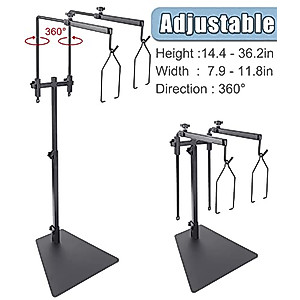 14.4" to 36.2" Adjustable Reptile Dual Heat Lamp Stand for Terrarium Metal Light Stand Floor Lamp Holder Heating Light Bracket Light Hanger for Fixing Porcelain, Deep Dome or Wire Clamp Lamp Fixtures