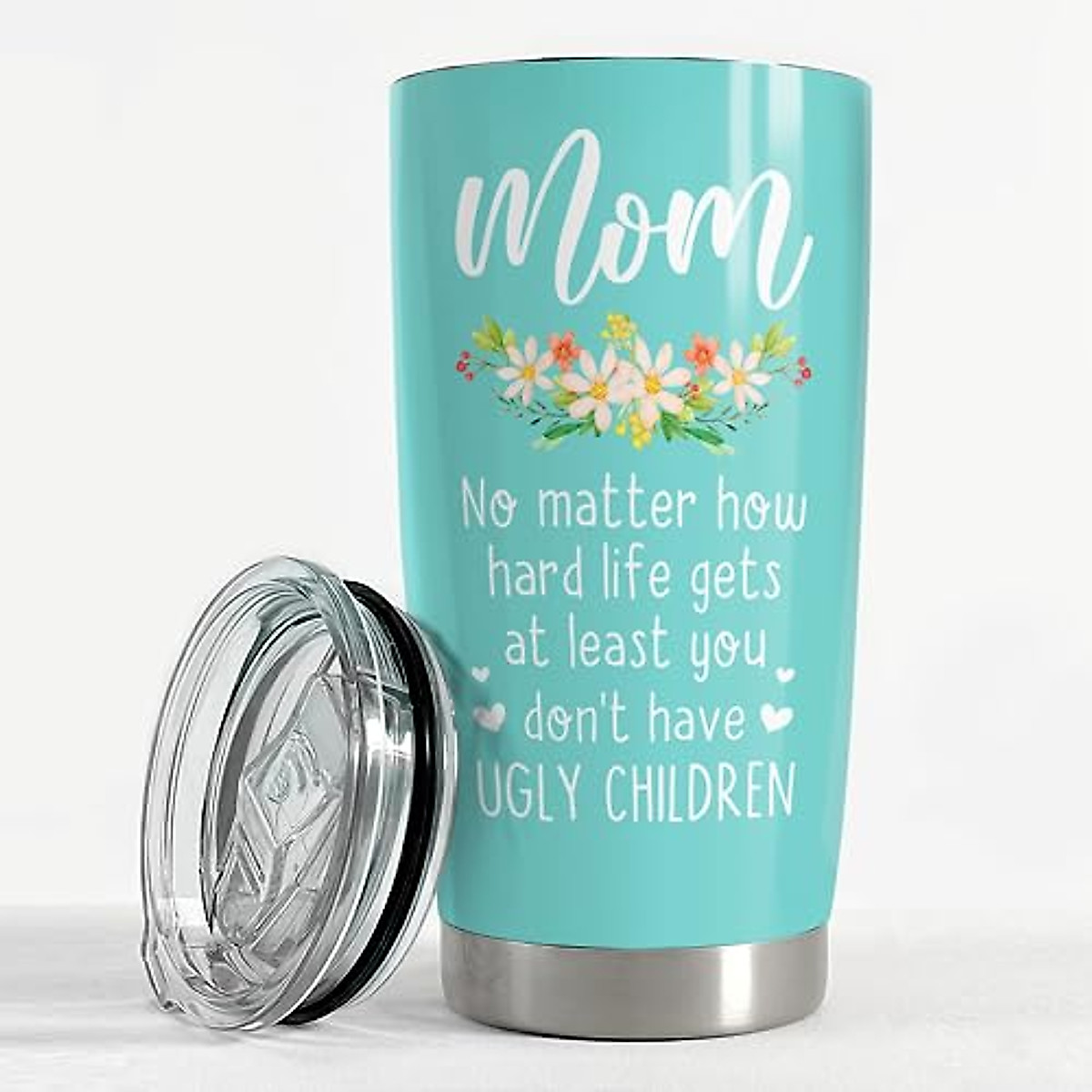 SANDJEST Mom Tumbler Gift for Mom from Son, Daughter - Mom Ugly Children 20oz Insulated Travel Mug Great Christmas, Mother's Day, Birthday - Awesome Mother's Day, Tumblers Gifts Idea