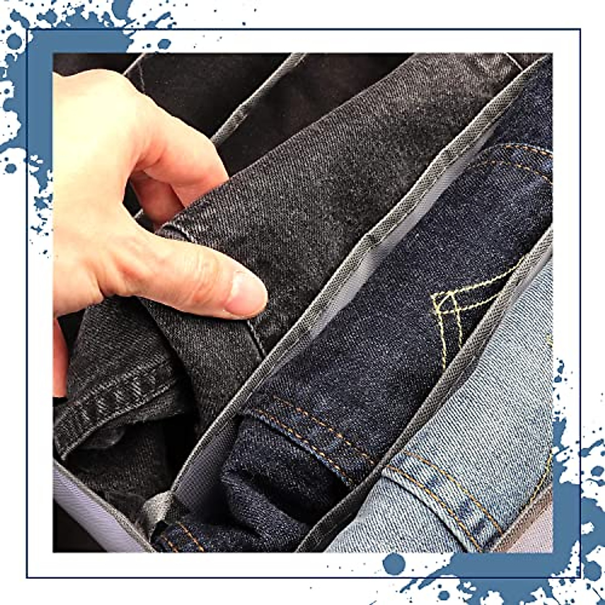 Ma Investments Wardrobe Clothes Organizer with 7 Grids | 2 Pack Washable Mesh Drawer Organizers for Clothing Neat and Tidy Folded Jeans, Leggings, Shirts More, Black