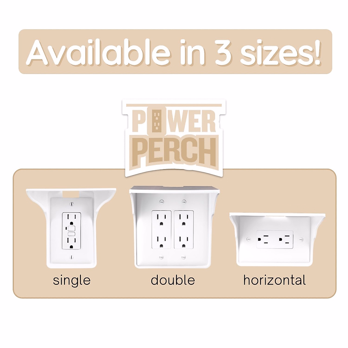 BeraTek Industries Power Perch Wall Outlet Shelf - Convert Your Outlet into Display Shelves - Alexa Speaker Stand, Electric Toothbrush Holder - Light Socket Shelf by Storage Theory - 2 Pack, White