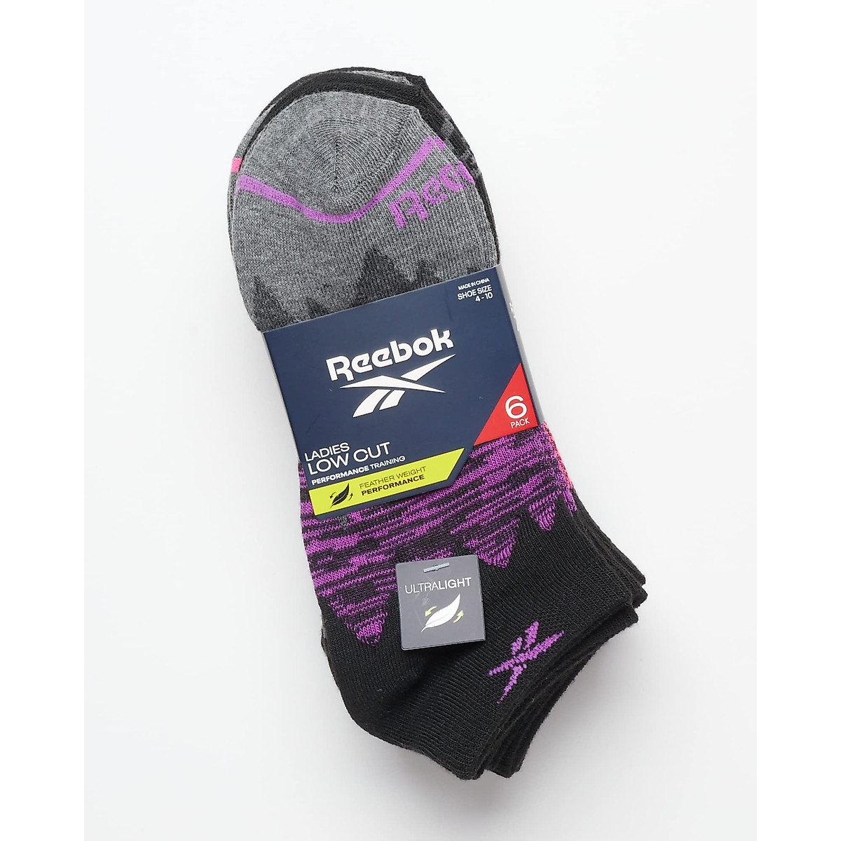 Reebok Women's Athletic Socks - Performance Low Cut Socks (6 Pack), Size 4-10, Black Marl