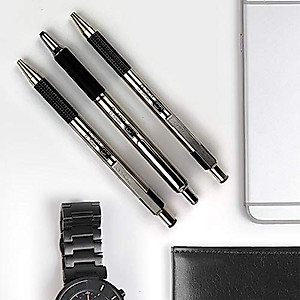 Zebra Pen G-301 Retractable Gel Ink Pen, Stainless Steel Barrel, Medium Point, 0.7mm, Black Ink, 12-Pack