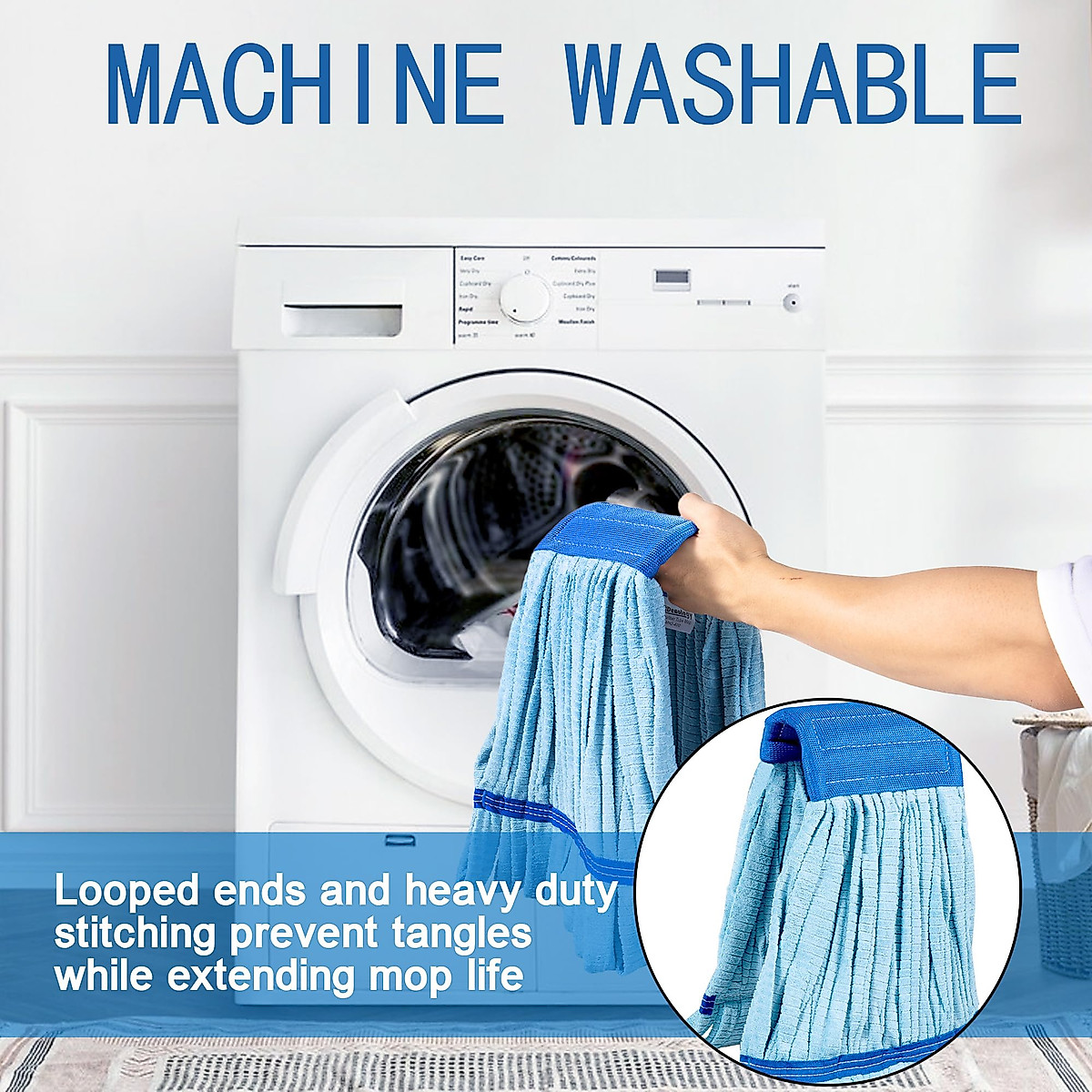 4 Pack - Large Microfiber Tube Mop 400GSM - Heavy Duty Industrial Wet Mop Head Refill,Commercial, Thick Fiber, Replacement Heads, Extra Absorbent