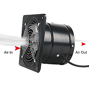 Fepinc Exhaust Fan with Plug, 8 inch 735CFM Through-the-Wall Extractor Exhaust with Light Weight Pure Copper Motor, Ventilation Fan for Kitchen, Bathroom, Toilets, Bedroom, and Office, 110V, Black