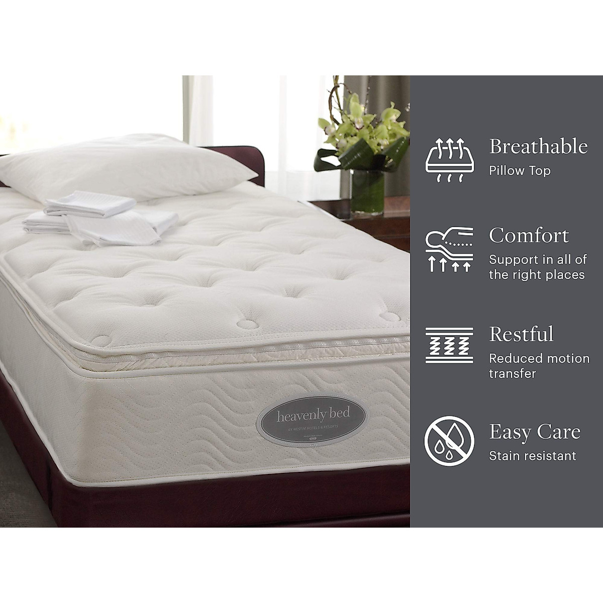 Westin Exclusive Heavenly Bed - 14" Pocket Coil Mattress with Quilted Pillowtop - Mattress and Box Spring Set - King - Standard Box Spring (8.75")