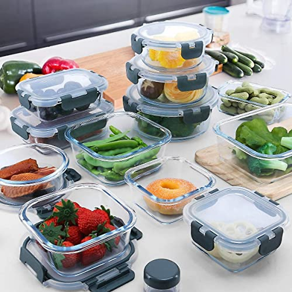 MCIRCO 36oz Glass Meal Prep Containers set of 5 and Glass Food Storage Containers Set