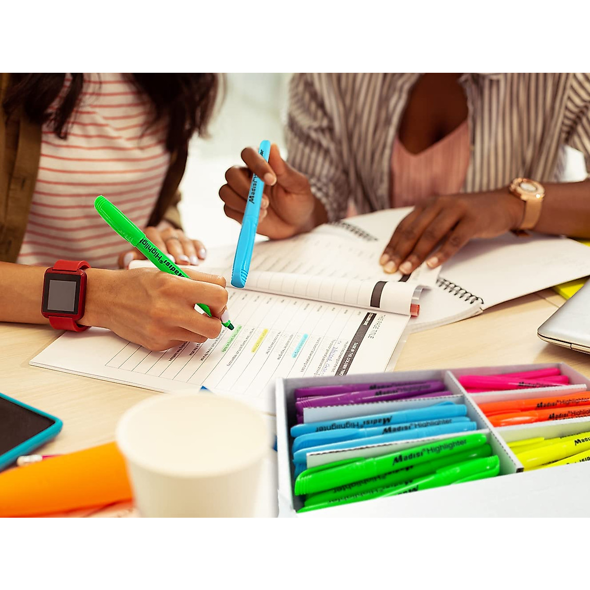 Madisi Highlighters, Chisel Tip, Assorted Colors, Bulk Pack, 84-Count