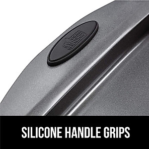 Gorilla Grip Non Stick Jelly Roll Baking Pans, Thick Warp Proof, 3 Piece, Durable Silicone Handles, Kitchen Oven Pan Bakeware Set, Cooking, Roasting Sets, Easy Clean, Set of 3, Black