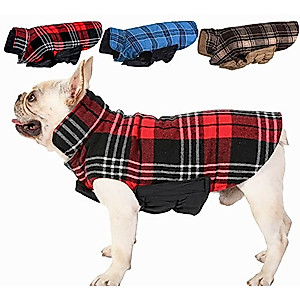 Uadonile Dog Coat British Style Plaid Christmas Jackets, Windproof Reversible,Reflective Dogs Winter Warn Snow Coat, Cold Weather Coats for Small Medium and Large Boy Girl