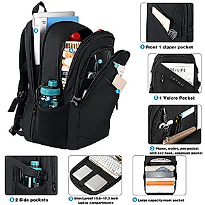 Travel Laptop Backpack, Business Laptop Backpack, College Backpack Anti Theft Durable with USB Charging Port, Water Resistant Work Computer Bag Fits 15.6 Inch Notebook, Gifts for Men, Black