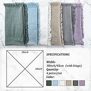 Dololoo Handmade Cloth Napkins, Cotton Linen Cloth Napkins with Fringe, Versatile Handmade Square Rustic Fringe Napkins for Dinner, Wedding and Parties, 18 x 18 Inches Set of 4, Beige