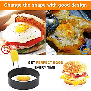 4 Inch Large Egg Rings for Frying Eggs, 2 Pack Stainless Steel Egg Cooking Rings Nonstick Round Egg Shaper Mold with Anti-scald Handle for English Muffins Pancake Cooking Griddle