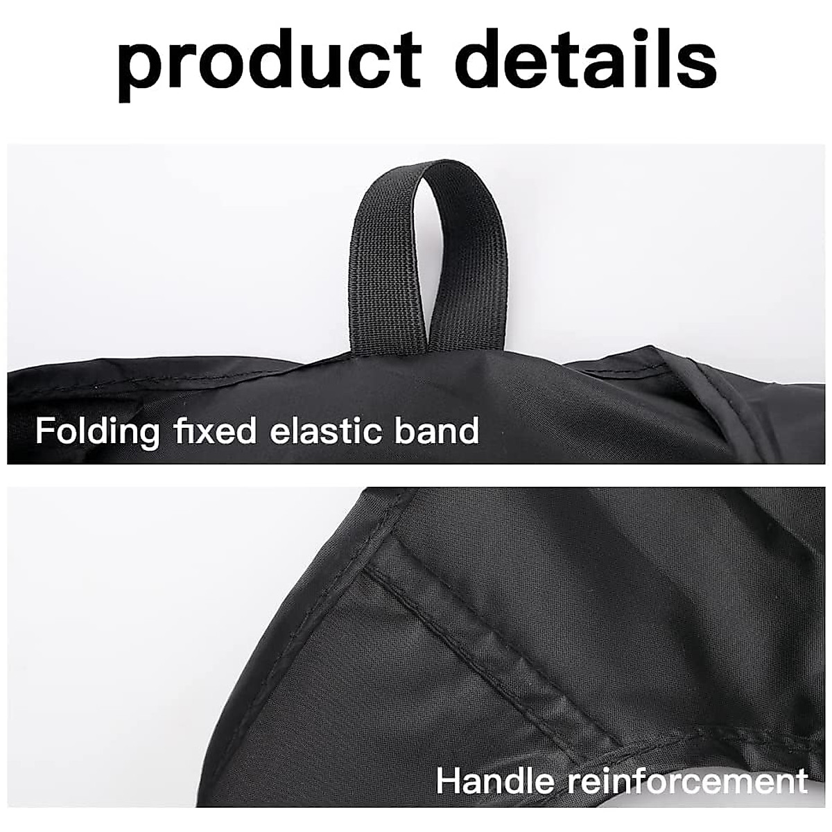 Aricsen 5 Pack Reusable Foldable Grocery Tote Bags, Black