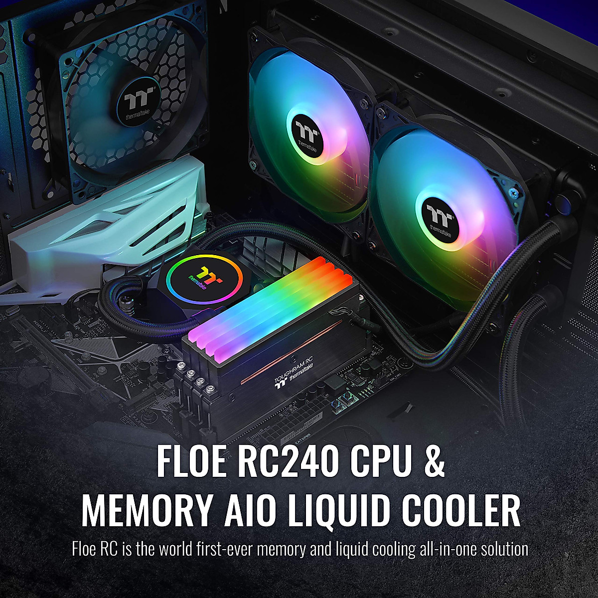 Thermaltake Floe RC240, AMD (AM5/AM4) / Intel (LGA 1700/1200), TT RGB Plus Software/Motherboard Sync ARGB Controlled, 240mm PWM All-in-One CPU & Memory Liquid Cooler CL-W271-PL12SW-A