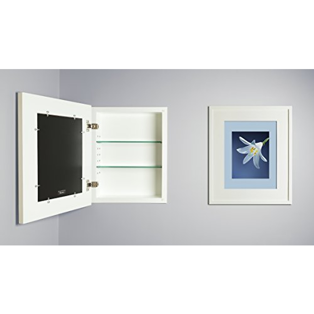 Fox Hollow Furnishings 13x16 Regular Concealed Cabinet - Medicine Cabinet with Picture Frame Door! (White)