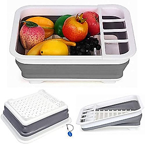 Casaphoria Collapsible Small Dish Dryer Foldable Dish Drying Rack Large Dishes Over The Sink for Kitchen Counter Plate Rack,Plastic Portable Dinnerware Organizer-Space Saving Kitchen Storage Tray