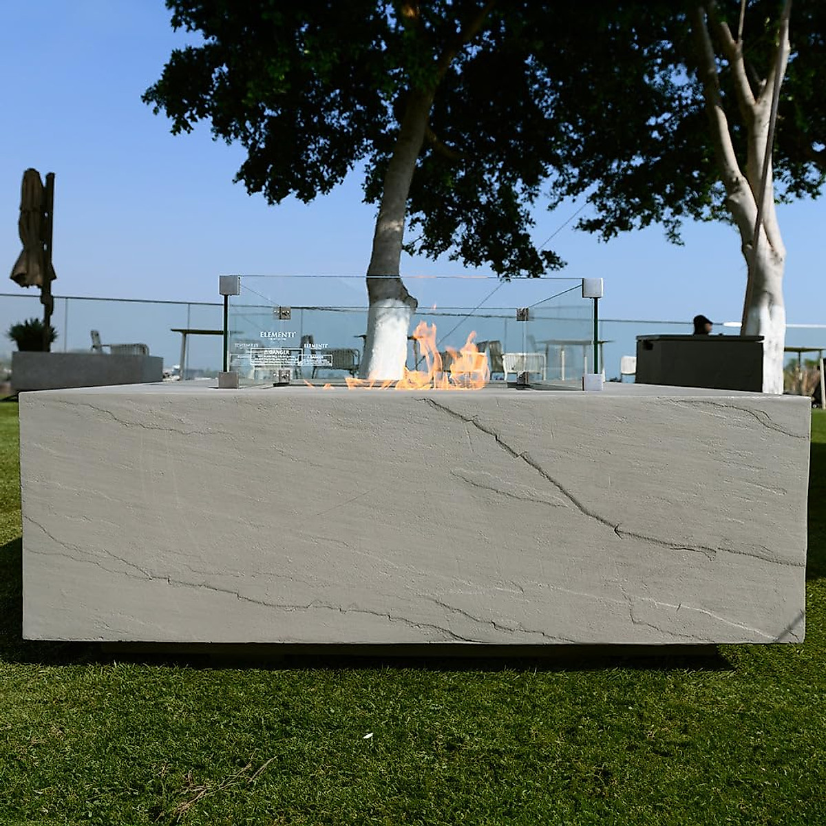 Capertee Concrete Fire Pit 40" x 40" Outdoor Patio Firepit Includes Fire Glass Modern Fire Pits & Outdoor Fireplaces for Garden, Deck, Indoor & Outdoor Heating