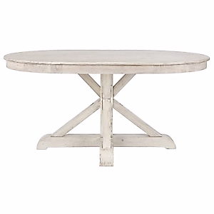 Kosas Home Gerald 63" Oval Solid Pine Wood Dining Table in Sunbleached Ivory