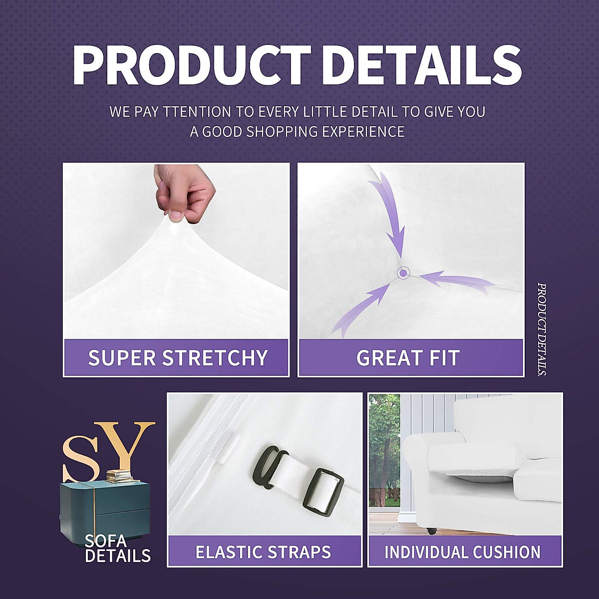 ZNSAYOTX Luxury Velvet Chair Slipcovers with Arms 2 Piece Stretch Chair Covers for Living Room Thick Soft Armchair Slipcover Anti Slip Dog Pet Friendly Furniture Protector (White),30"-47"(1 Cushion)