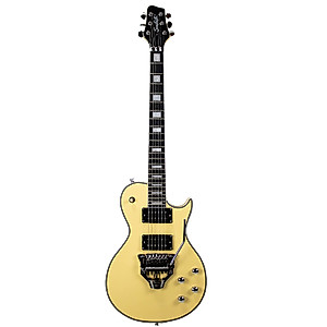 GoDpsMusic 6 String Sawtooth Heritage 24 Fret Guitar with Floyd Rose FRX System, Gig Bag, Right, Antique White with Accessories (ST-H70-FRX24-ATQWH-KIT)