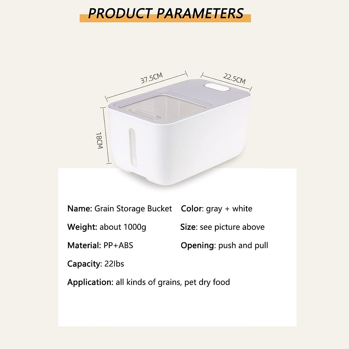 Rice Container, 22lbs Rice Storage Container, Slide Lid Rice Container, Cereal and Pantry Storage containers, Storage containers for a Pantry, Dry Food Storage containers